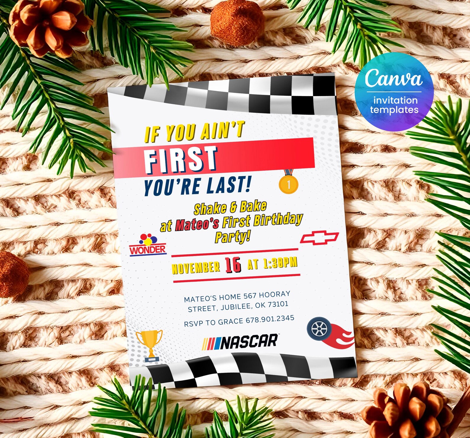 Nascar Party, Shake N Bake Birthday, Ricky Bobby, Boy Racing Invitation ...
