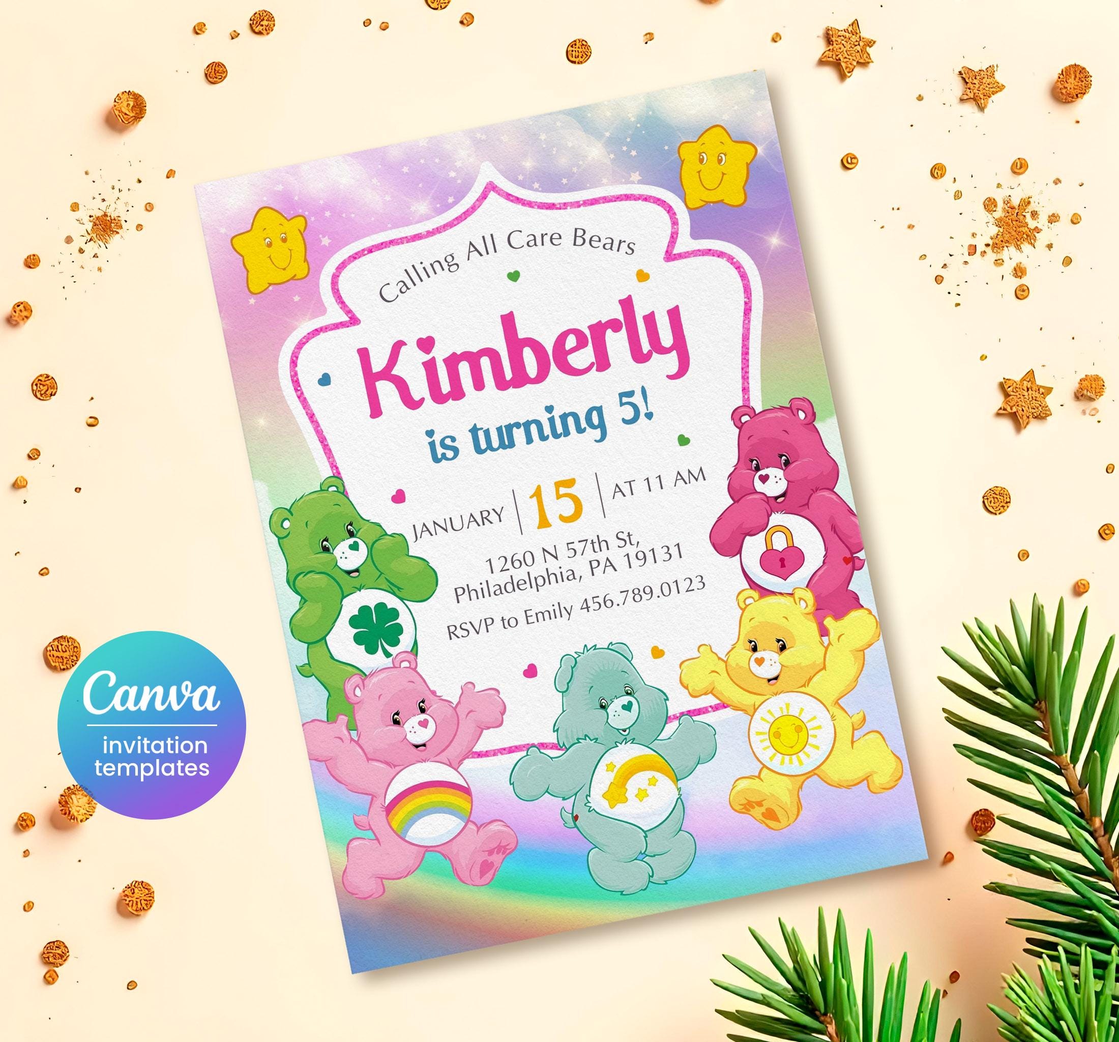 Care Bears Birthday Invitation, Printable Editable Birthday Party ...