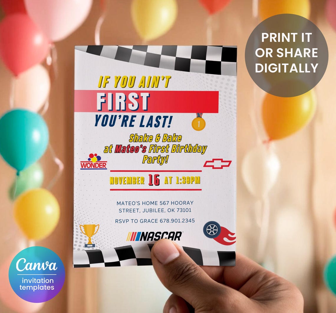 Nascar Party, Shake N Bake Birthday, Ricky Bobby, Boy Racing Invitation ...