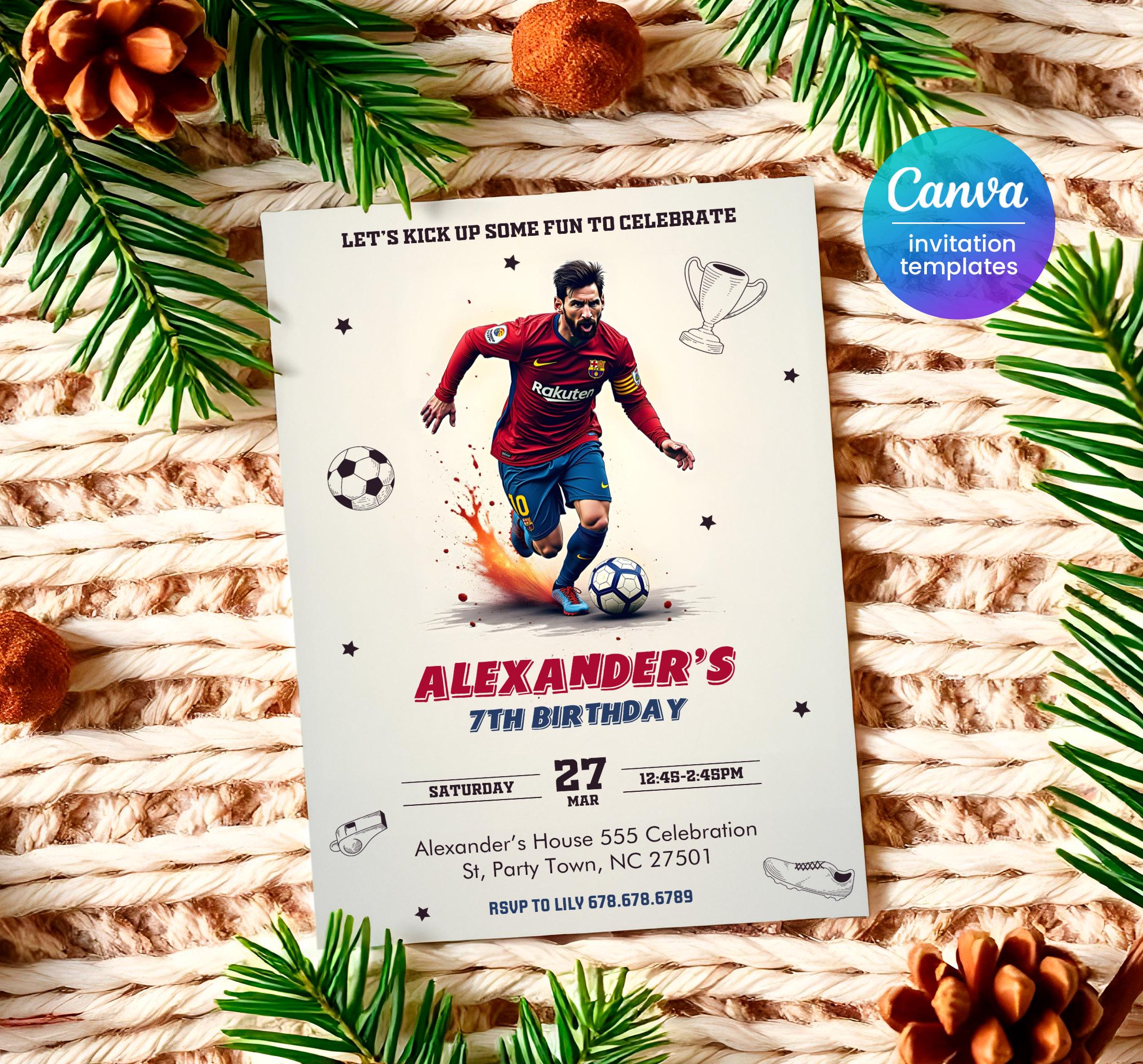 Messi Invitation, Soccer Invitation, Champions League Birthday ...