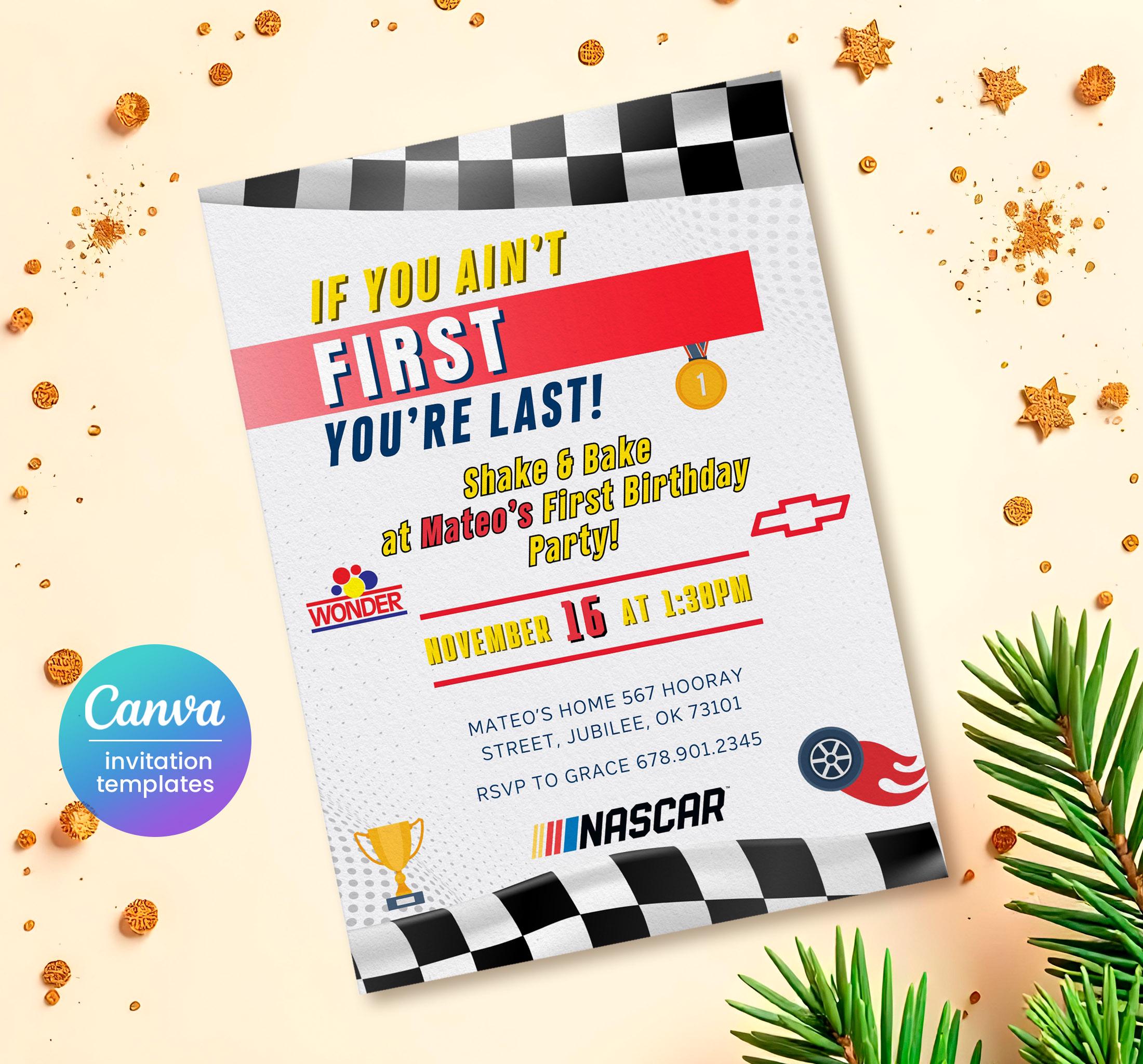 Nascar Party, Shake N Bake Birthday, Ricky Bobby, Boy Racing Invitation ...