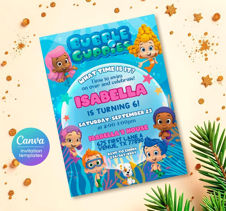 Personalized Printable Birthday Invitation, Bubble Guppies Birthday ...