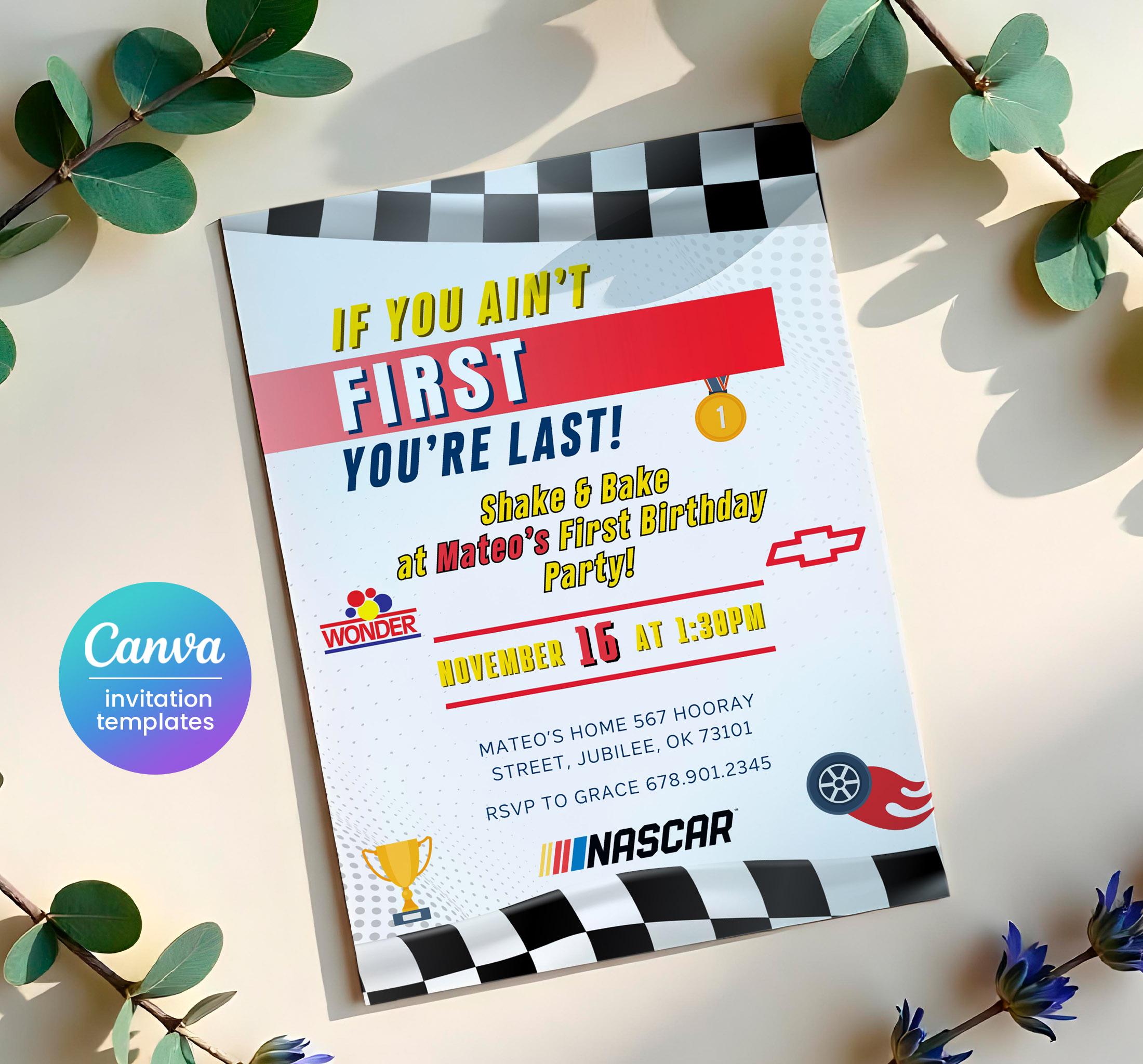 Nascar Party, Shake N Bake Birthday, Ricky Bobby, Boy Racing Invitation ...