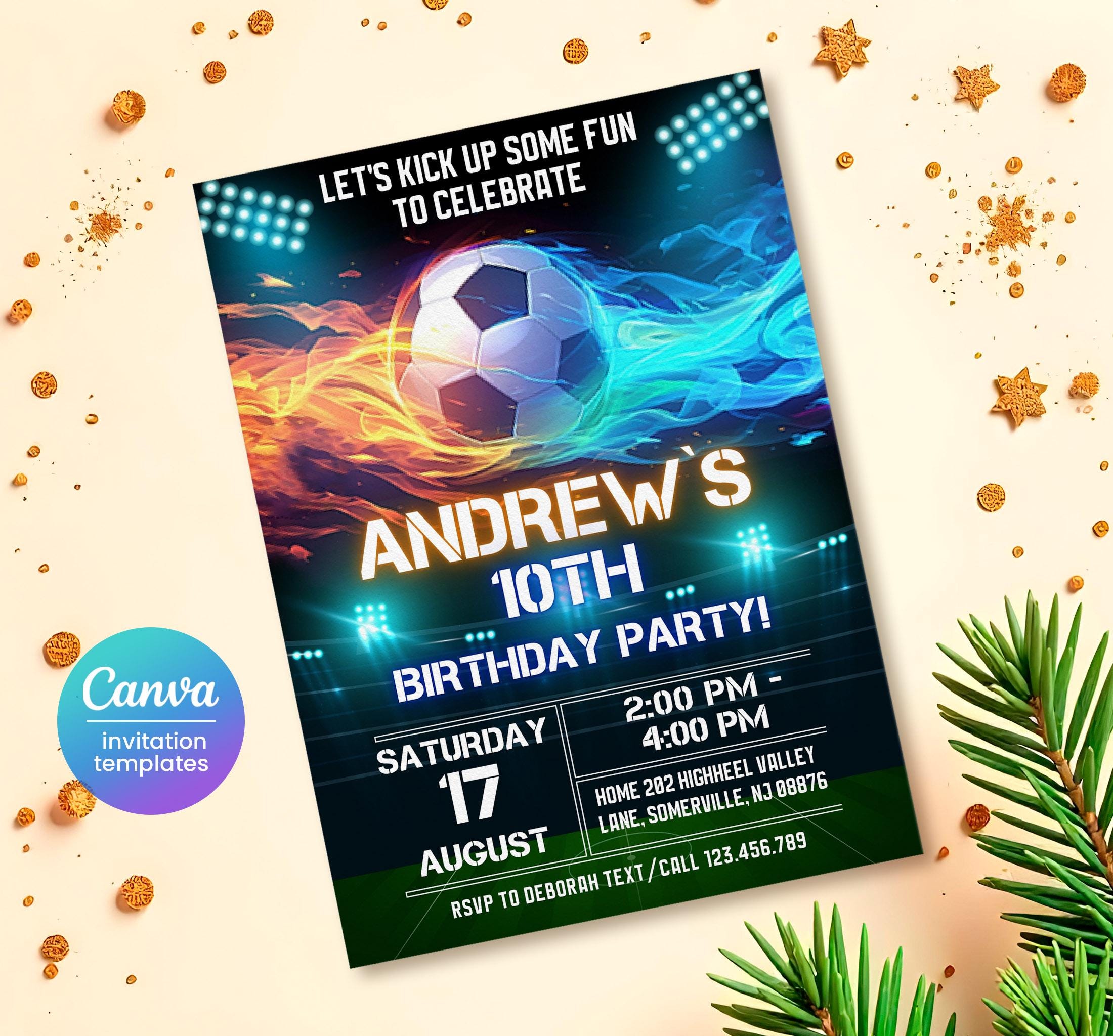 Soccer Invitation, Champions League Birthday Invitation Template, FIFA ...