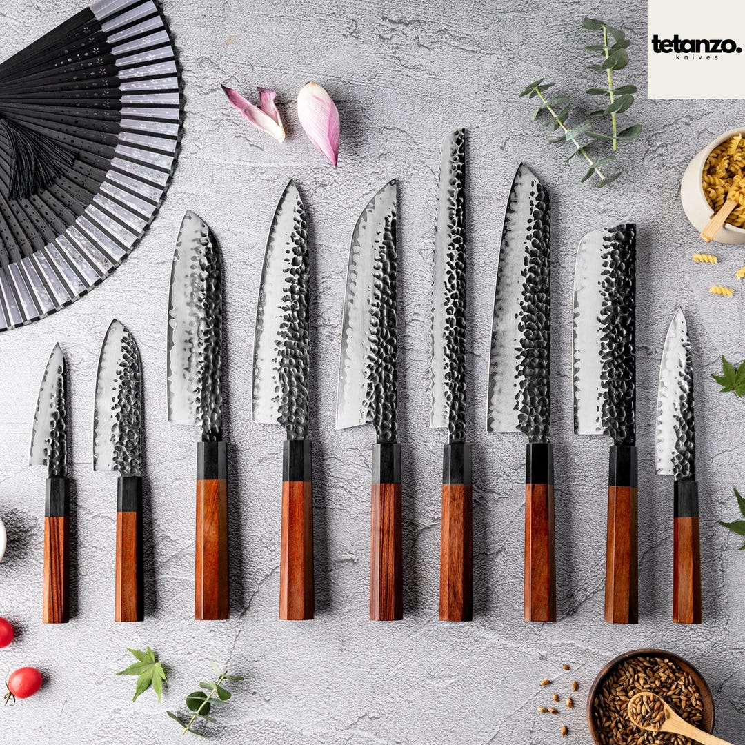 Premium 9-piece Japanese Kitchen Chef Knife Set | Handmade AUS10 Chef ...