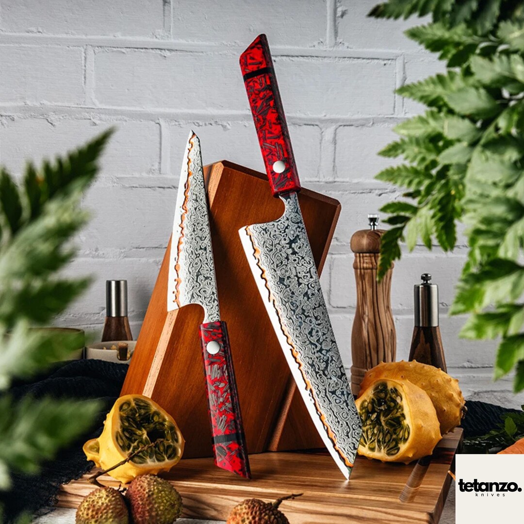 Japanese Copper Damascus SUS410 Stainless Steel Chef Knife | Kiritsuke ...