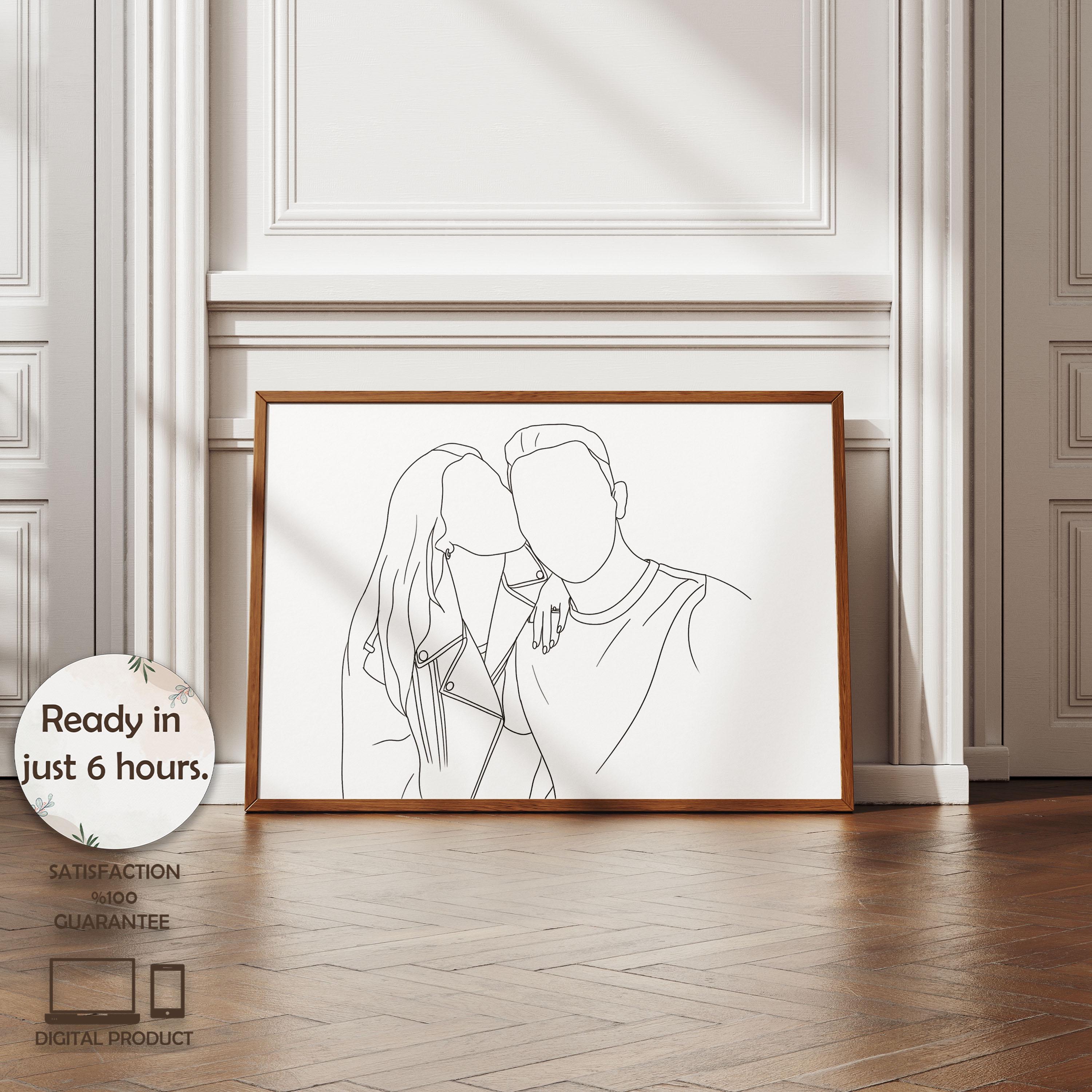 Custom Line Drawing, Sketch From Photo, Custom Couple Line Art, Family ...