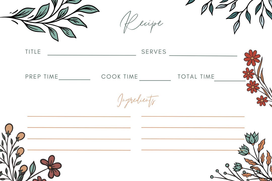 Printable 6x4 Recipe Cards - Etsy