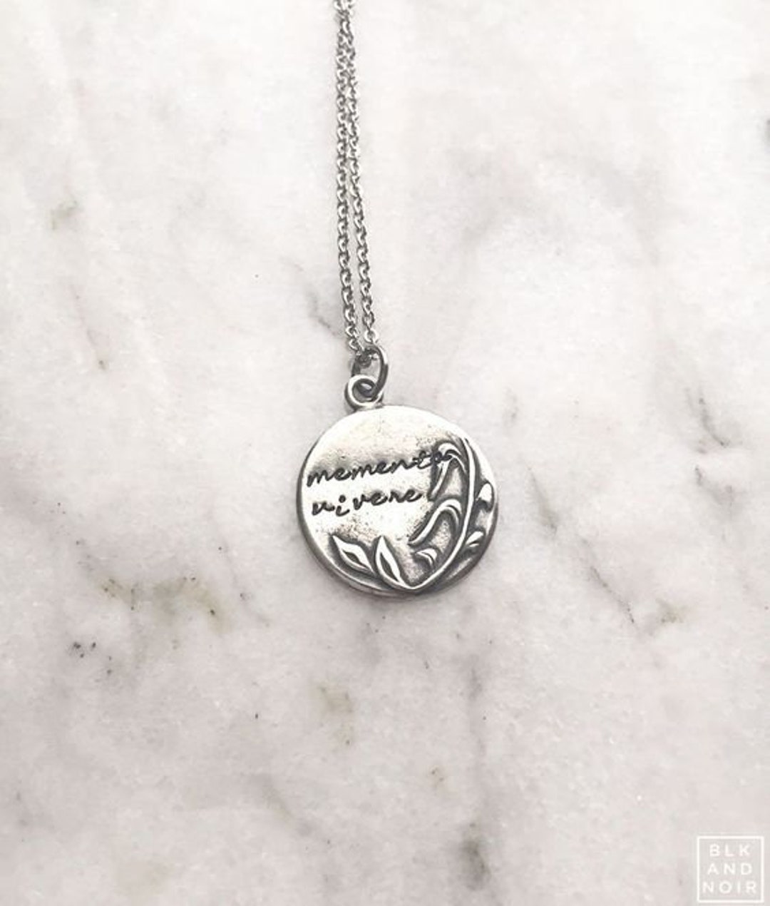 Memento Vivere Pewter Necklace, Engraved Latin Quote - Etsy