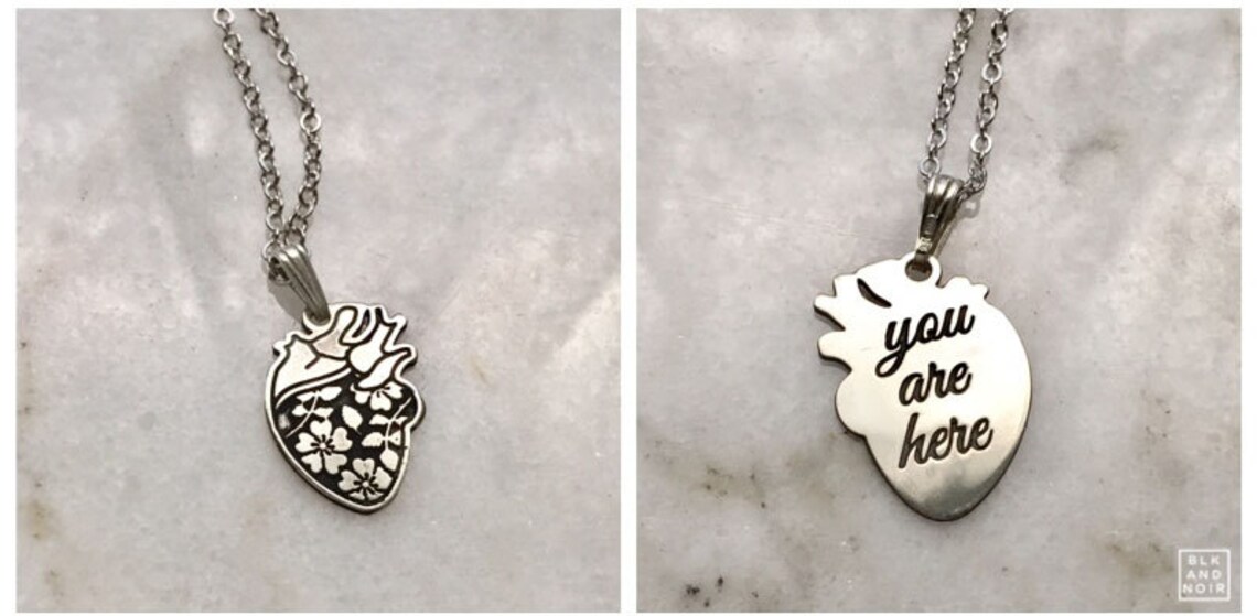 Human Heart Sterling Silver Necklace With Engraving With - Etsy