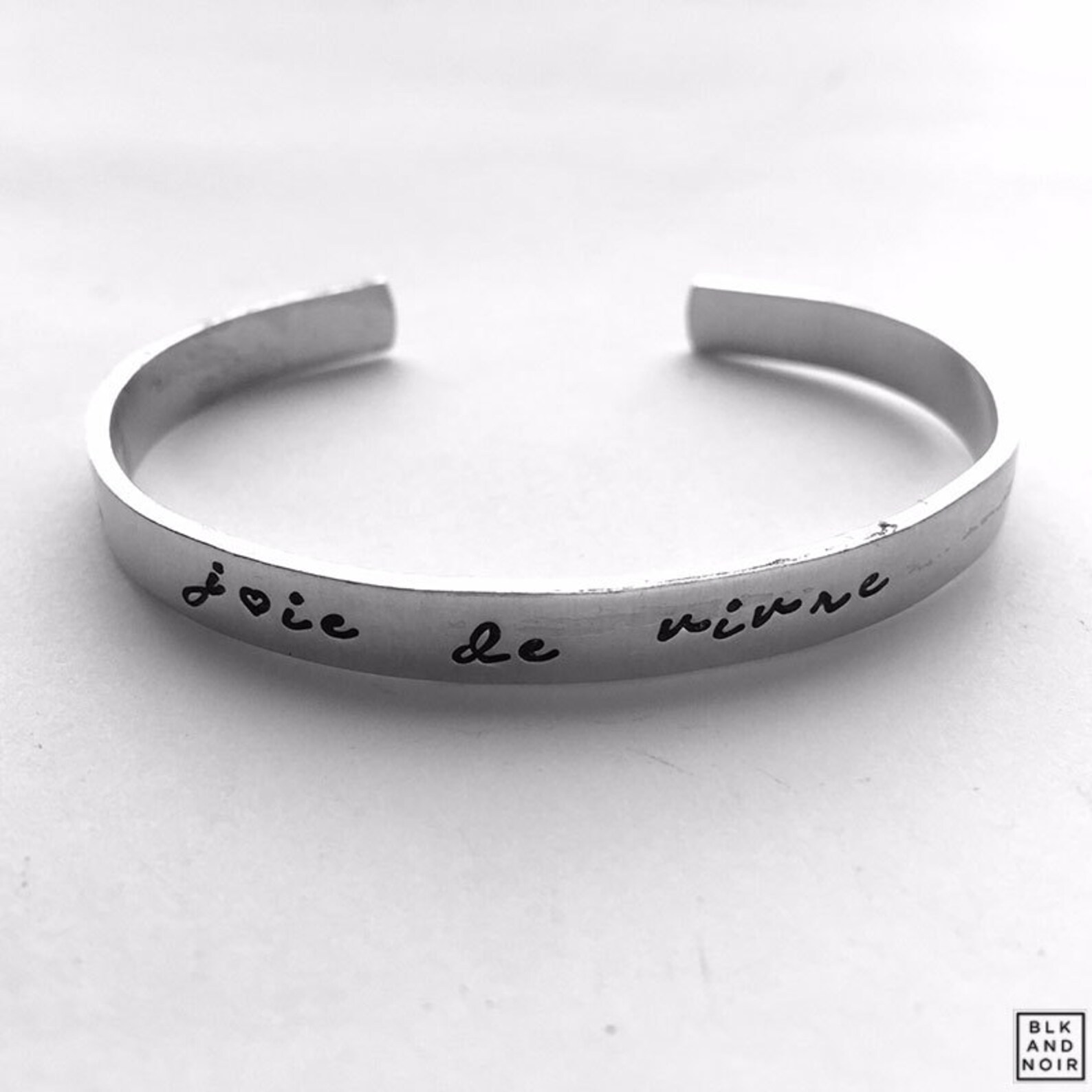 Joie De Vivre Cursive Bracelet Bangle Handstamped Engraved | Etsy