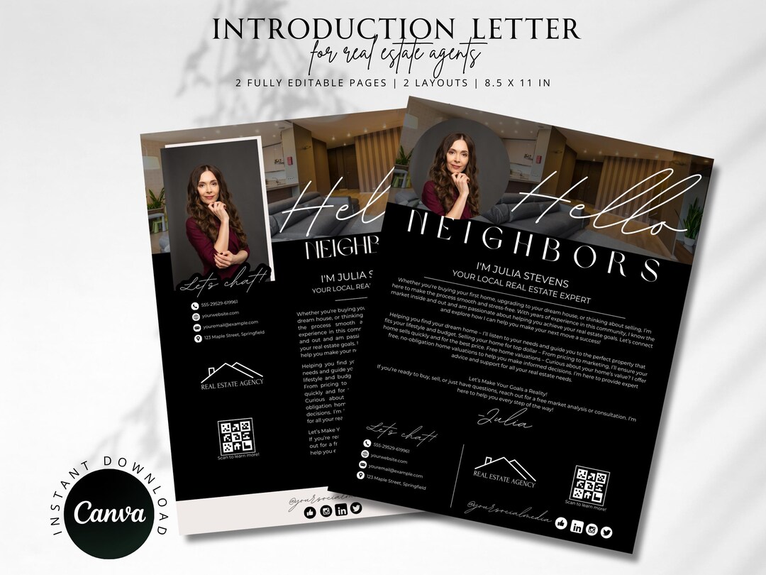 Real Estate Agent Introduction Flyer | Farming Letter | Real Estate ...