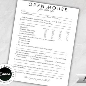 Open House Feedback Form | Real Estate Marketing | Real Estate Open ...