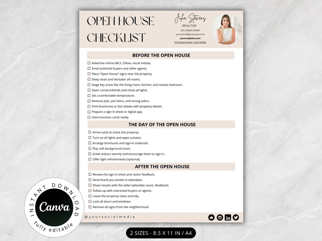 Real Estate Open House Checklist | Real Estate Marketing | Realtor ...
