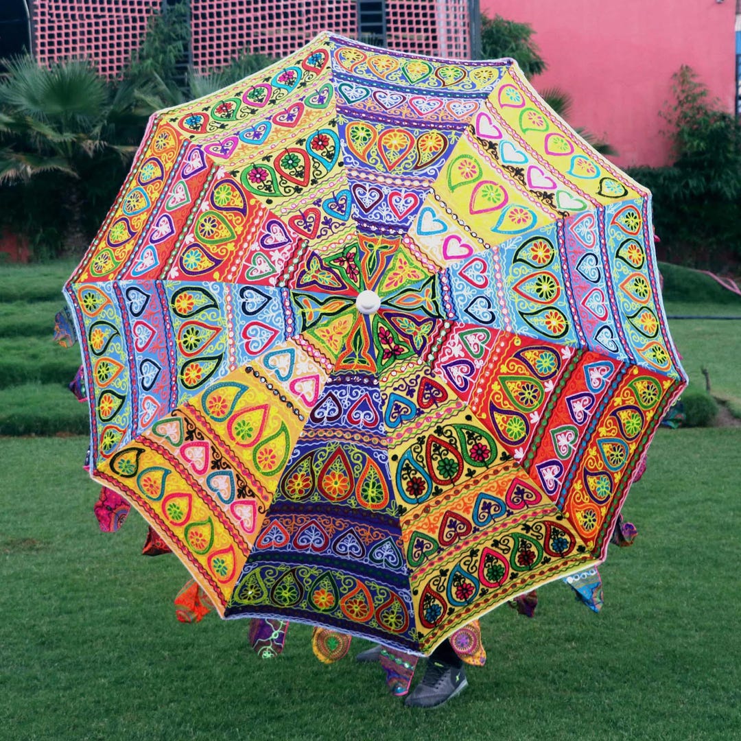 Edspireart Garden Parasol Umbrella, Pure Handmade Multi Colour Urn ...