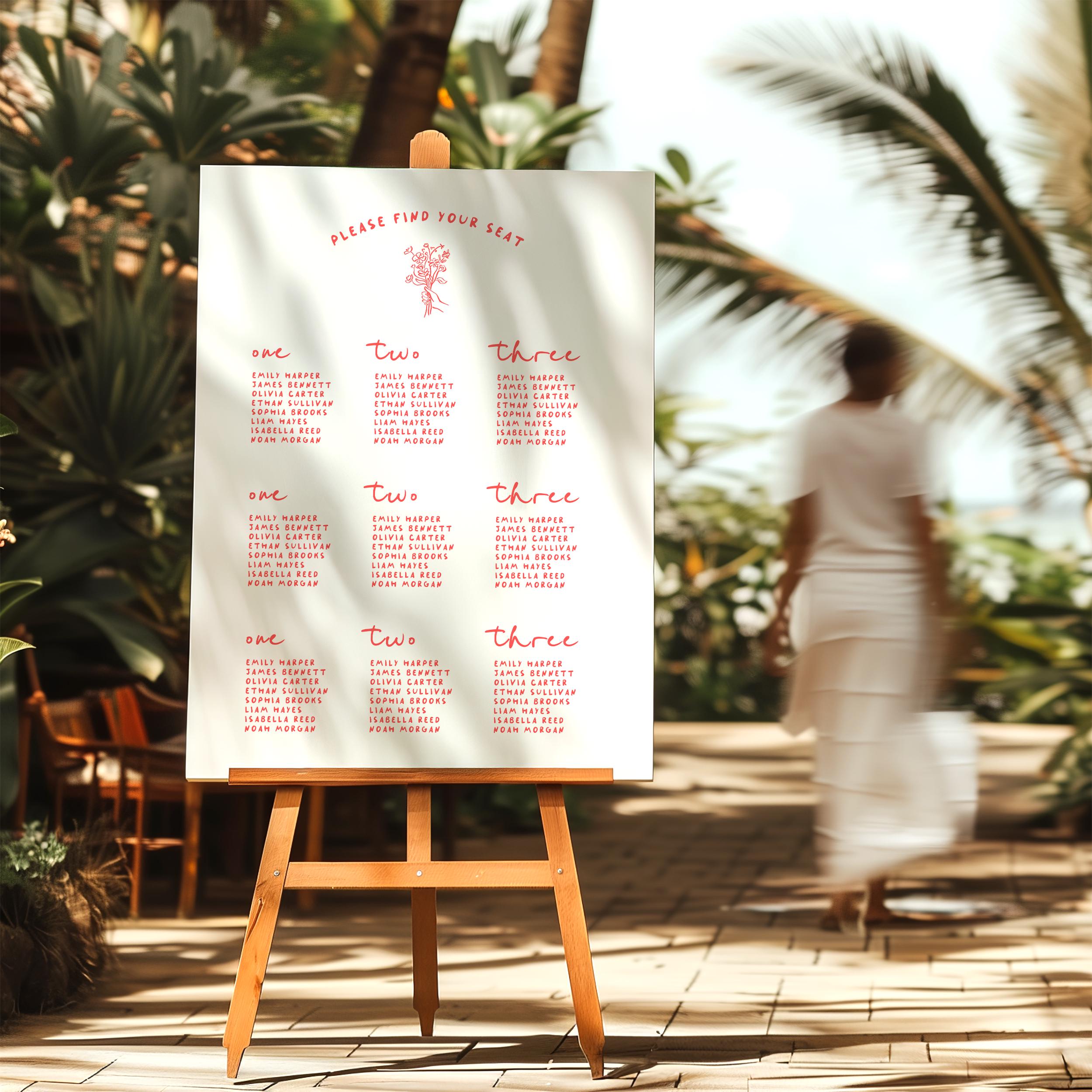 Handdrawn Seating Chart | Editable Digital Canva Template | Blooming ...