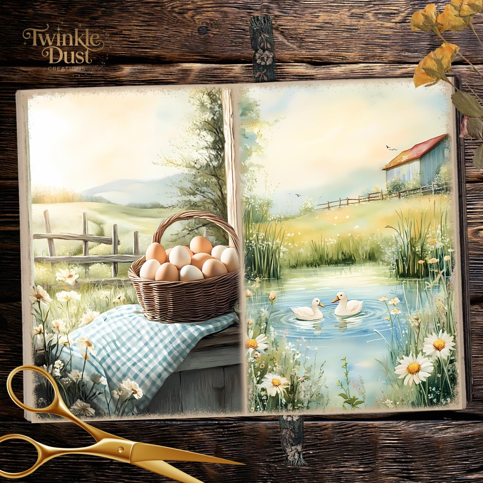 Watercolor Farm Life Junk Journal Pages: Printable Ephemera (digital ...