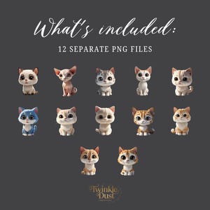 Chibi Cats Clipart Bundle, Cute Cat PNG, Kitten Graphics, Happy Baby ...