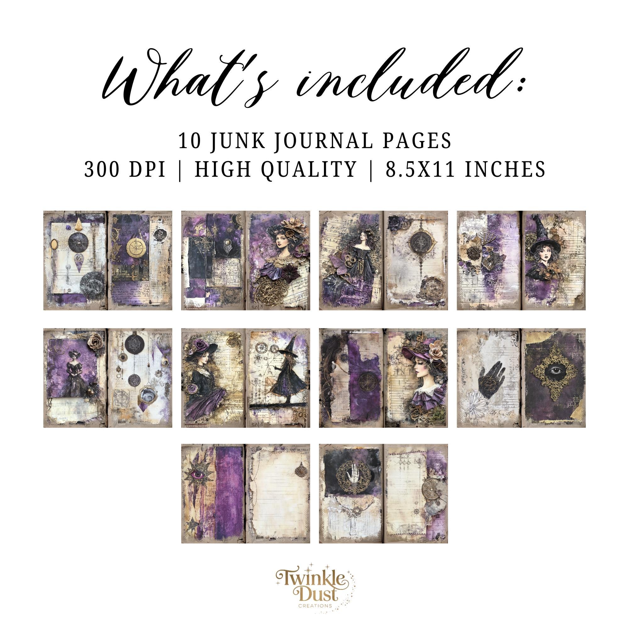 Witchcraft Junk Journal Pages, Digital Scrapbook Paper, Printable Spell ...