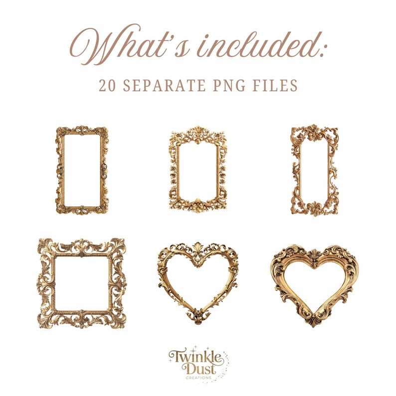 Watercolor Gold Frame Clipart: Ornate PNG Bundle (digital Download) - Etsy