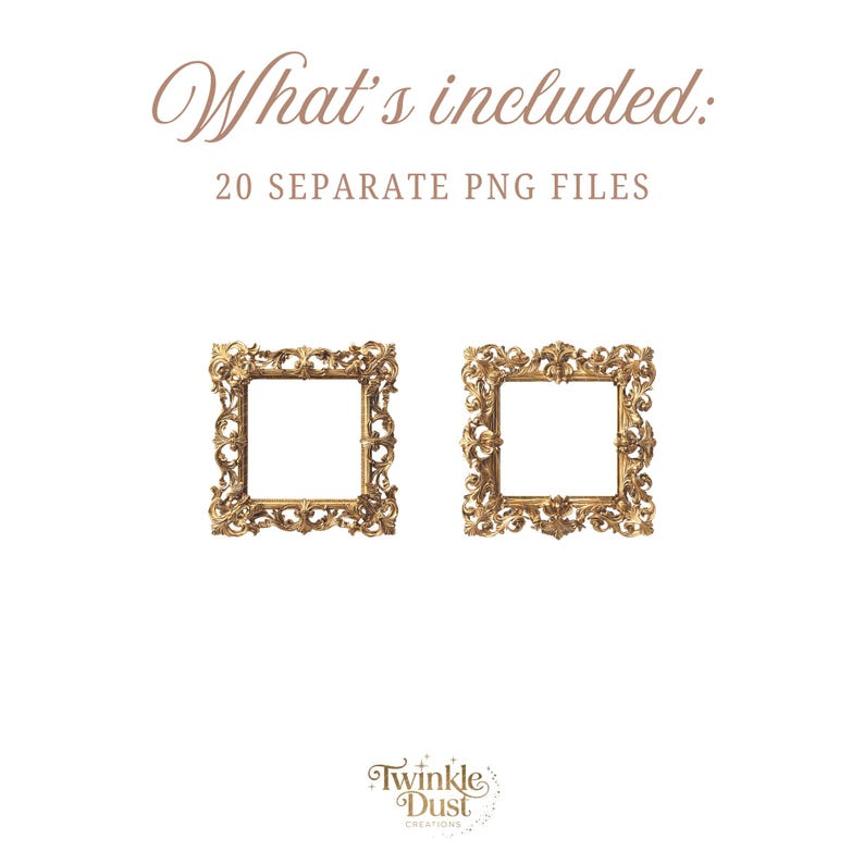 Watercolor Gold Frame Clipart: Ornate PNG Bundle (digital Download) - Etsy