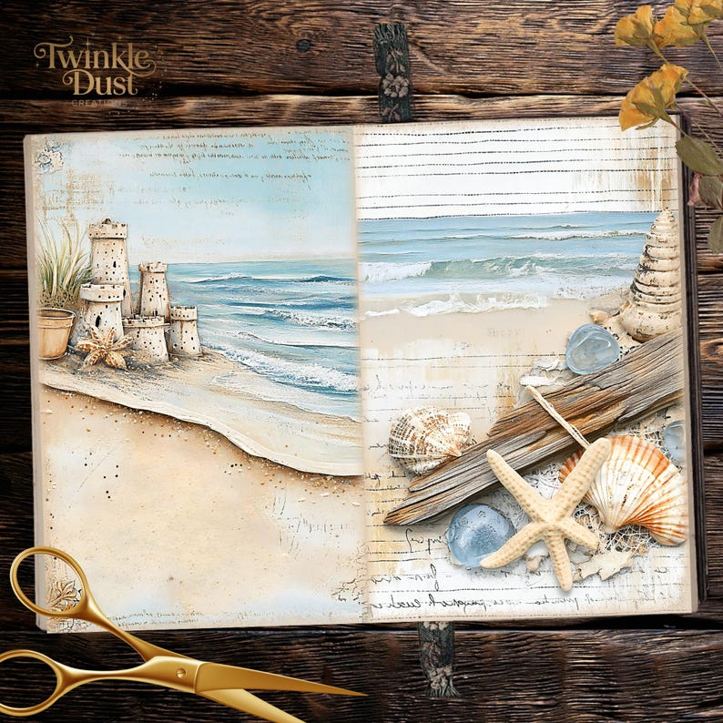 Watercolor Beach House Junk Journal Pages: Nautical Ephemera (digital ...