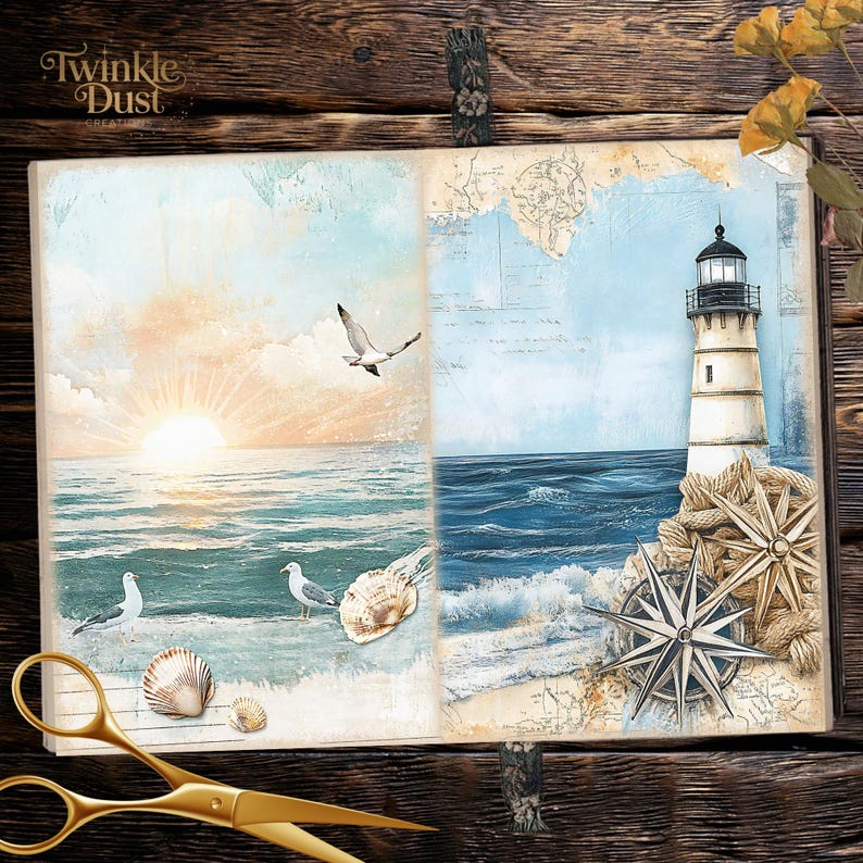 Watercolor Beach House Junk Journal Pages: Nautical Ephemera (digital ...