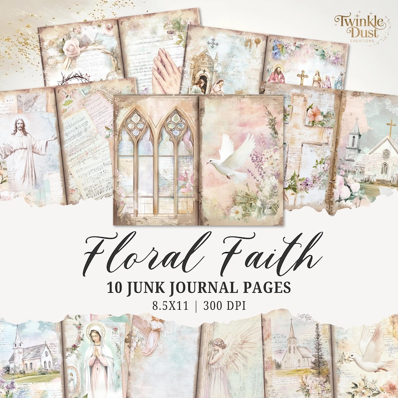 Floral Faith Junk Journal Pages: Vintage Christian Ephemera (digital ...