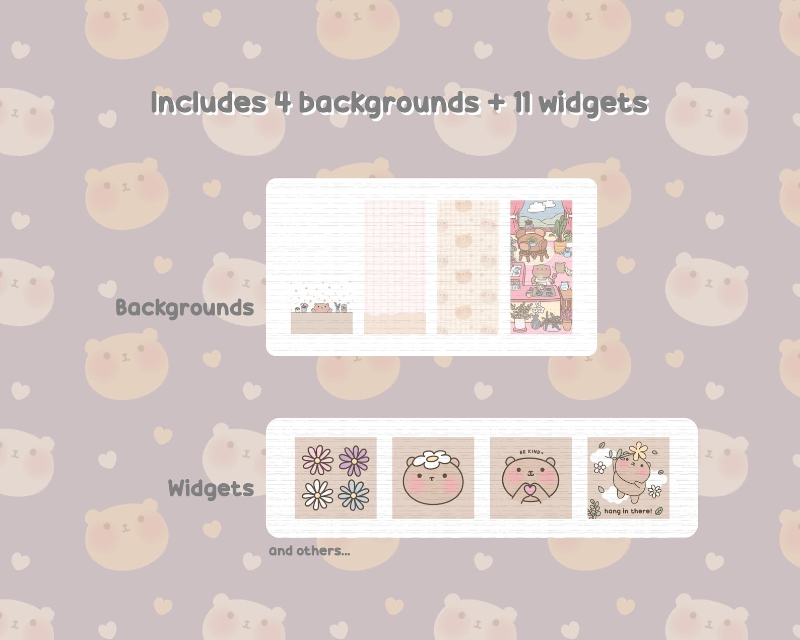 Icon Pack Cute Kawaii Aesthetic Icons - Teddy - Brown Beige and Pink ...