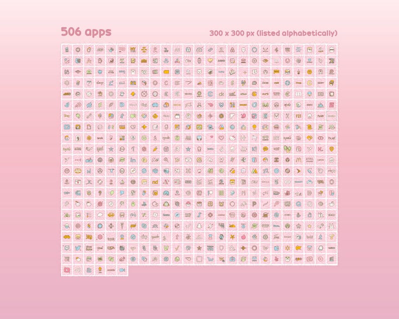 Icon Pack Cute Kawaii Aesthetic - Mini Small Minimalist Apps - Pink ...