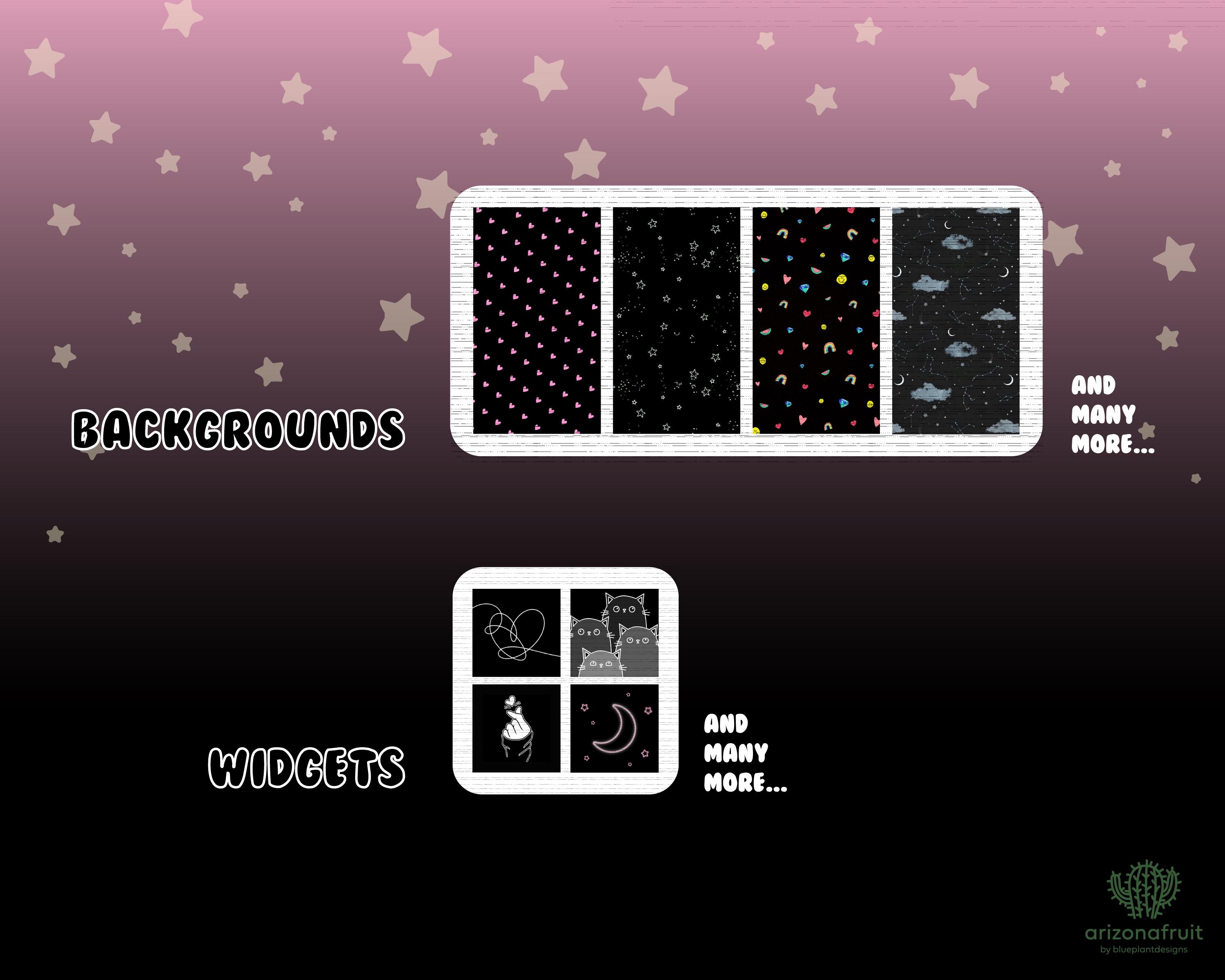 Icon Pack Cute Kawaii Aesthetic Icons - Black + Color - Doodle Hand ...