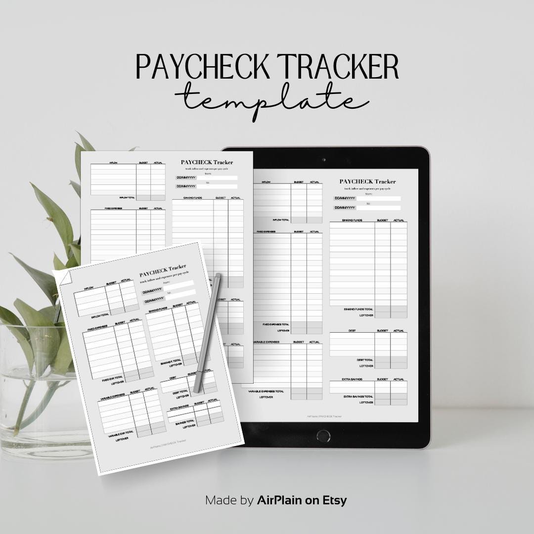 Paycheck Tracker, Track Inflow, Track Expenses, Print in A4/A5 Size ...