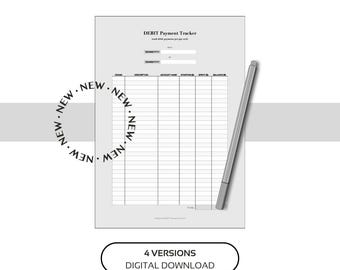 Debit Payment Tracker, Track Spending, Track Debit Purchases, Print in ...