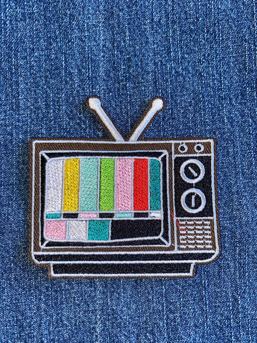 RETRO TELEVISION Embroidery Patch Iron on Customize Your Denim or Craft ...