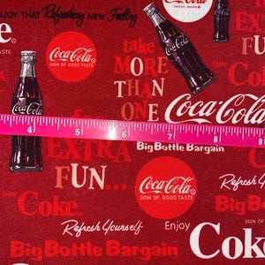 1/2 Yard COCA-COLA 100% Cotton Fabric Customize Your Sewing Project DIY ...