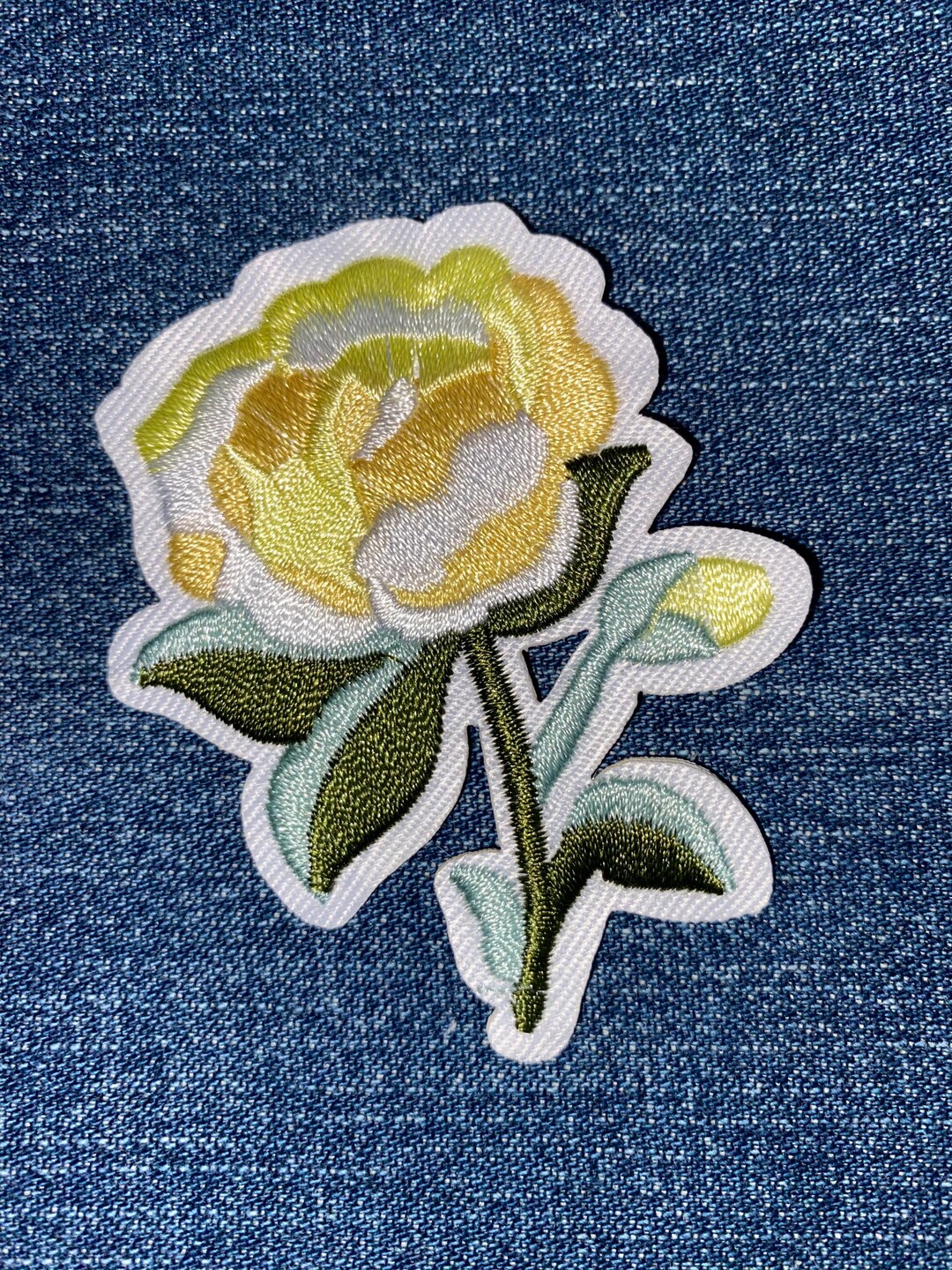 YELLOW ROSE Embroidery Patch Iron on Customize Your Denim or Craft DIY ...