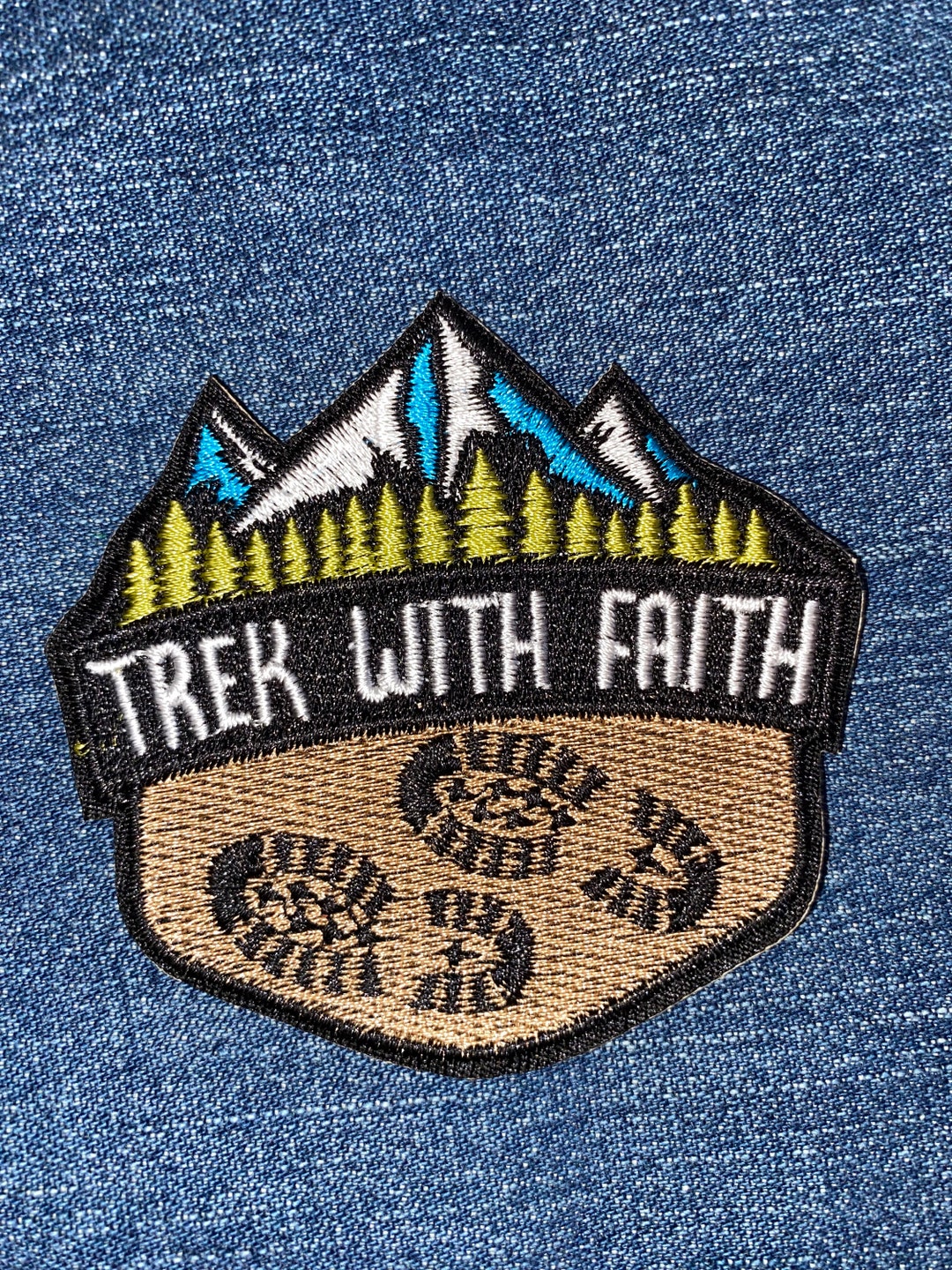 Trek WITH FAITH Embroidery Patch Iron on Customize Your Denim or Craft ...