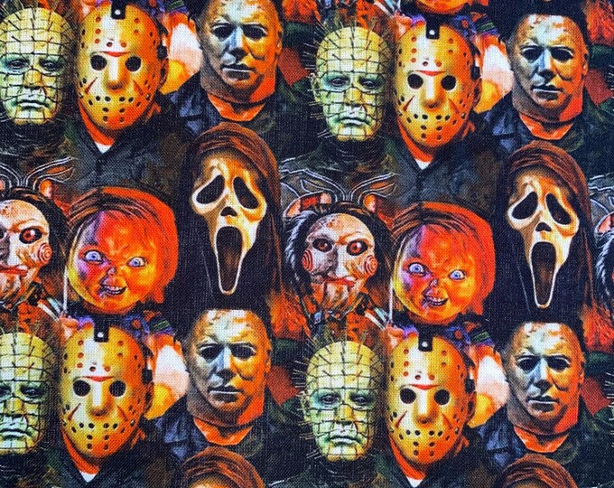 1/2 Yard HORROR MOVIES 100% Cotton Fabric Customize Your Sewing Project ...