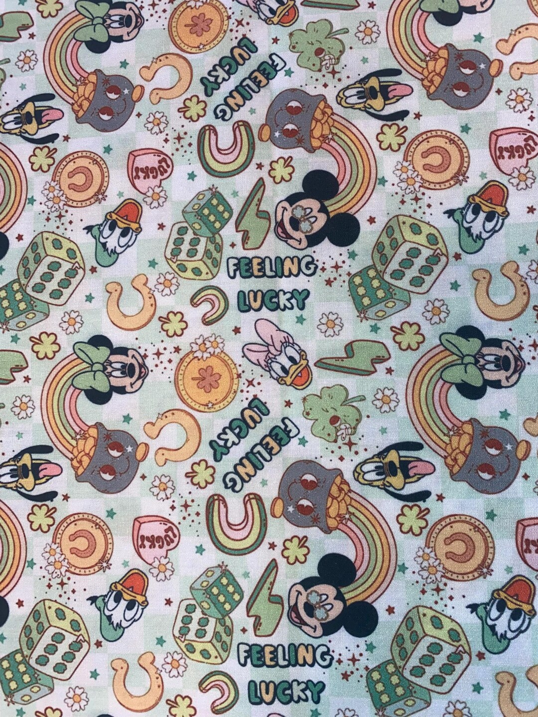 Fat Quarter Cotton Poly Blend DISNEY SHAMROCKS Fabric 18"x22" Customize ...