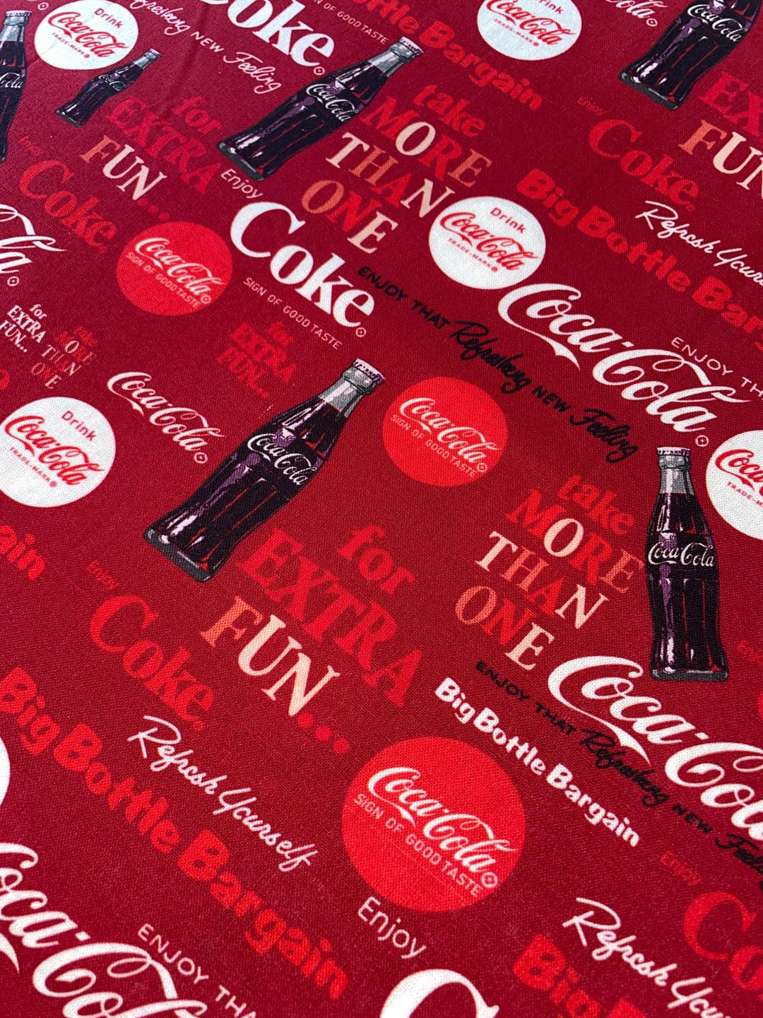 Fat Quarter 100% Cotton COCA-COLA Fabric 18x22 Customize Your Sewing ...