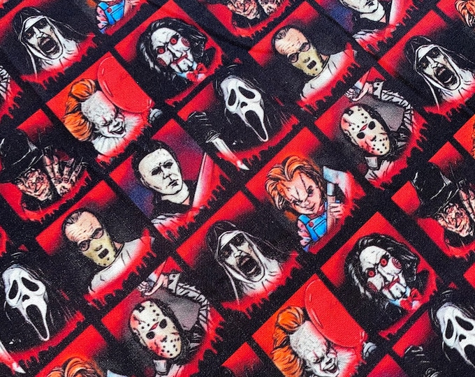 Fat Quarter 100% Cotton HORROR MOVIE Fabric 18x22 Customize Your Sewing ...