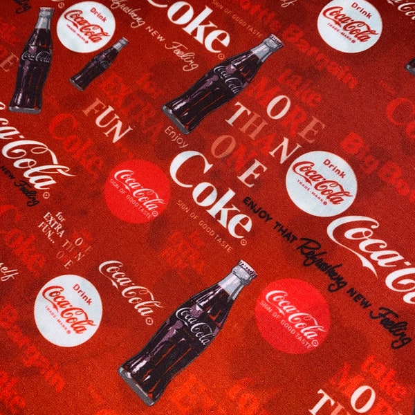 Coca Cola Cotton Fabric - Etsy