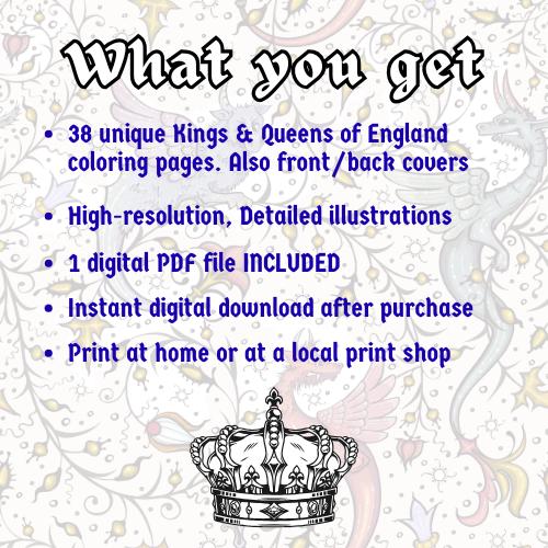 British Royal History Coloring Book – Kings and Queens of England ...