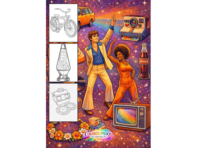 The 1970s Coloring Book Printable PDF – Retro 70s Nostalgia Coloring ...