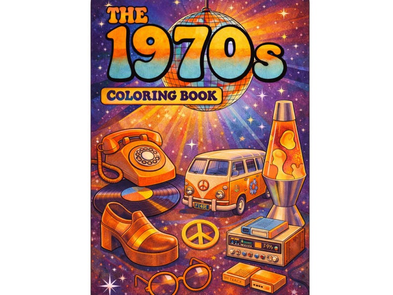 The 1970s Coloring Book Printable PDF – Retro 70s Nostalgia Coloring ...