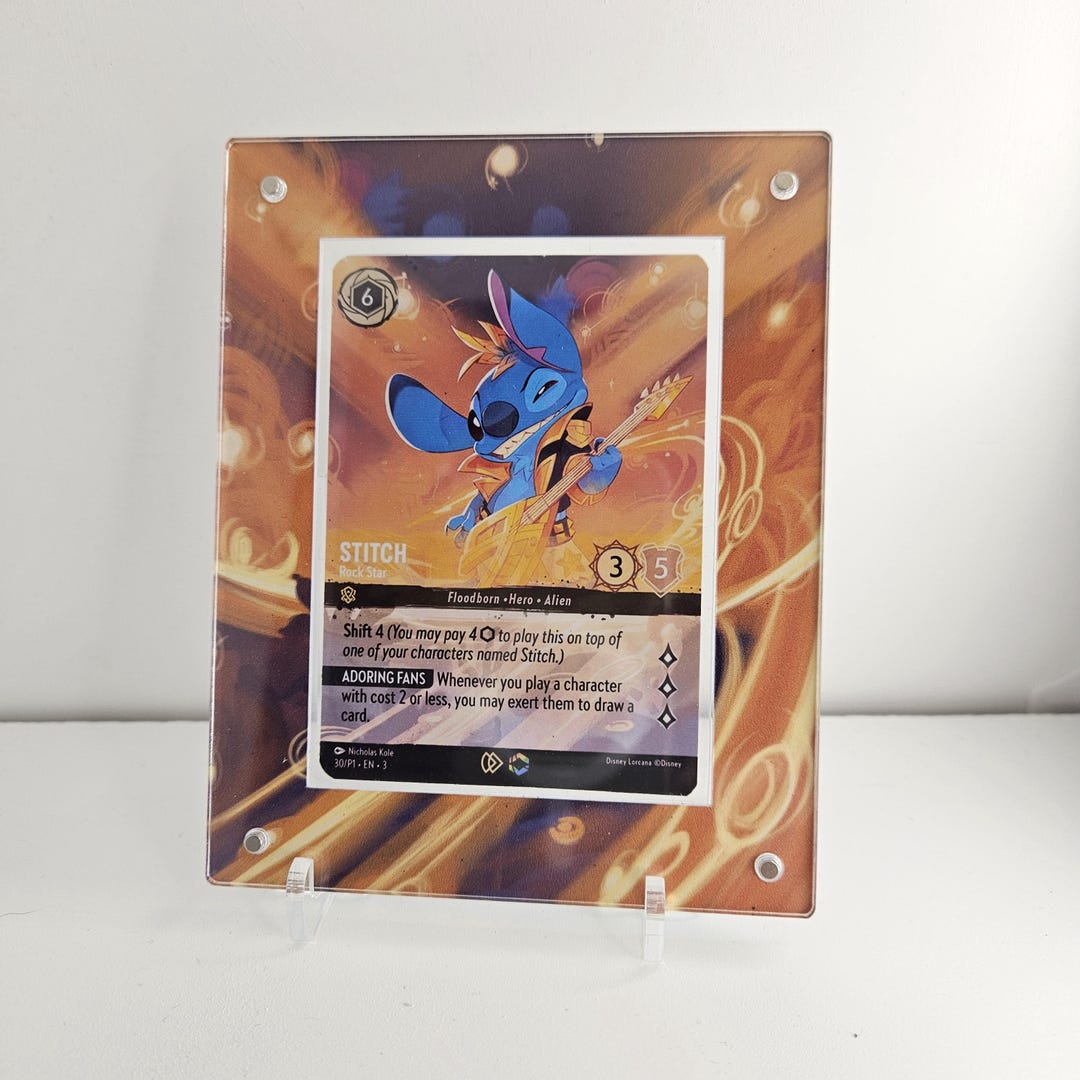 Illustrated Magnetic UV Protection Lorcana Stitch Rockstar Promo Card ...