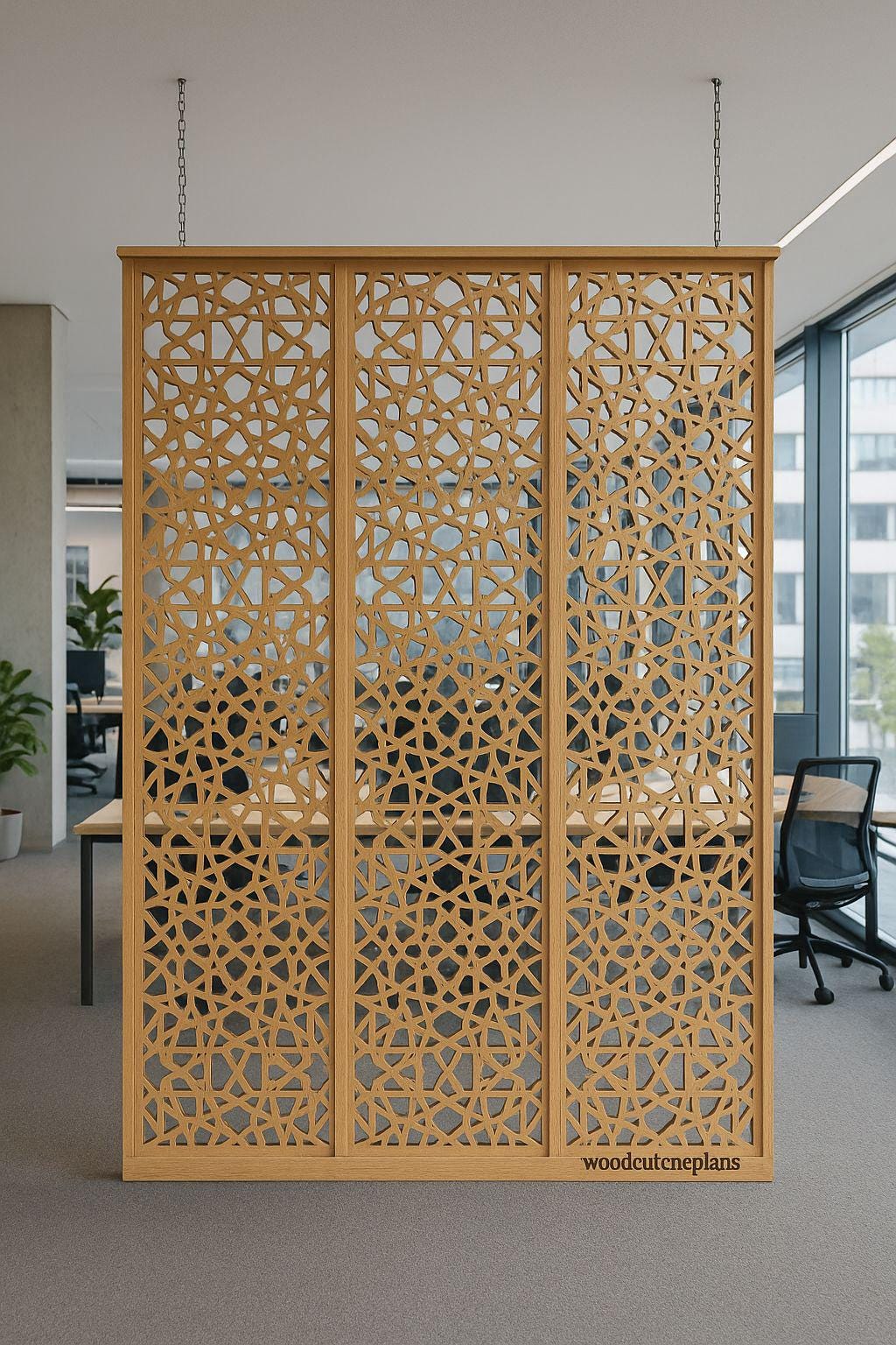 CNC Cut Wooden Office Divider Panel: Glued Interlocking Design (DXF ...