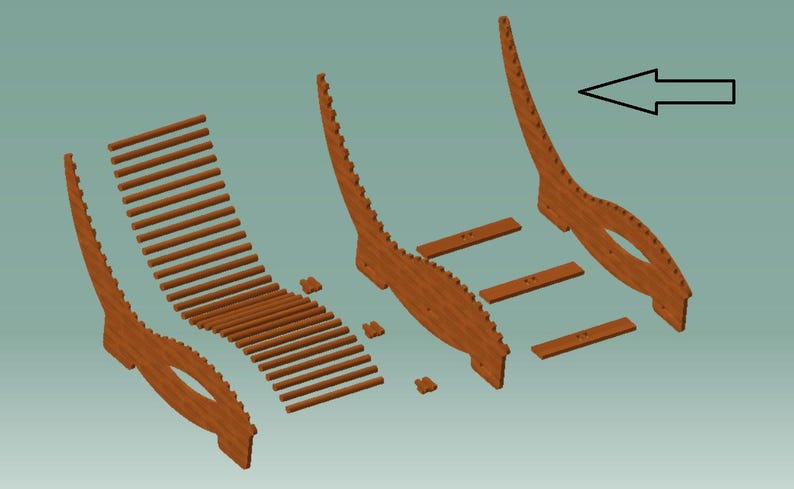 Modern Curved Wooden Sun Lounger – CNC Ready DXF & STP Files – Tool ...