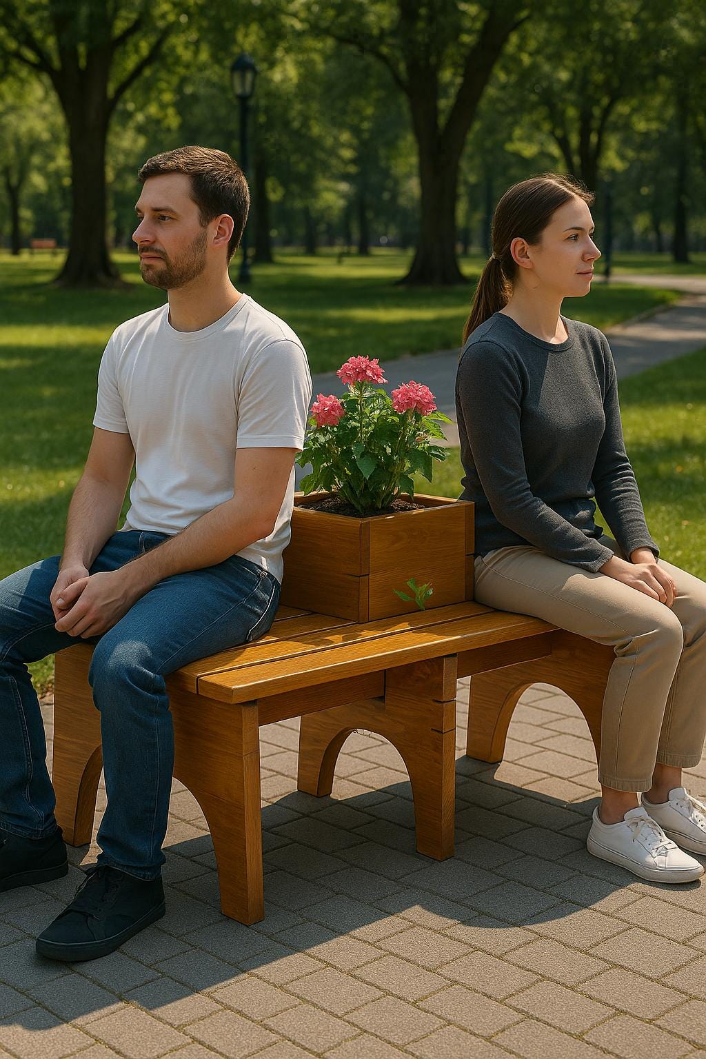 Modern Interlocking Outdoor Bench With Center Planter | CNC Cut Plywood ...
