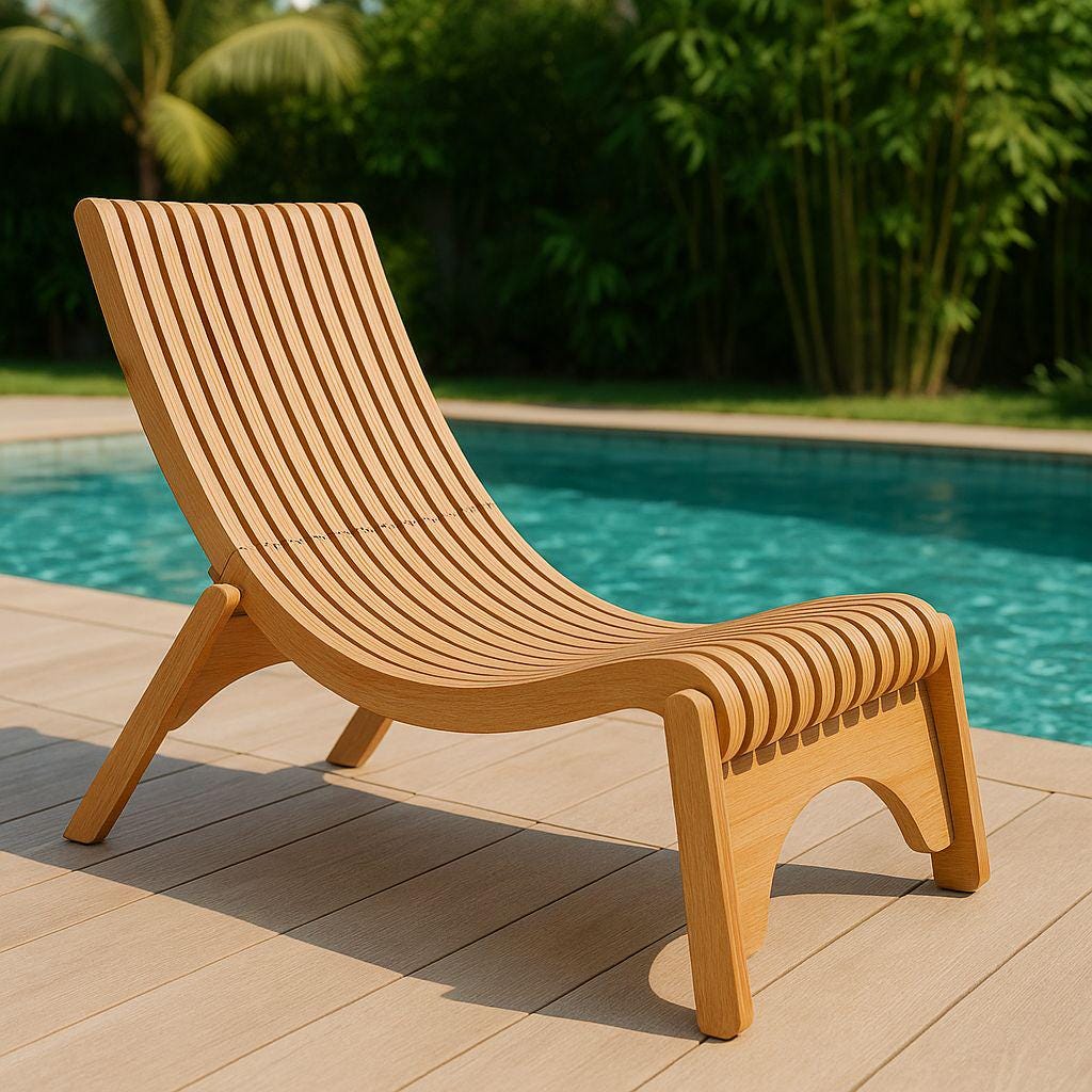 Modern Curved CNC Lounge Chair DXF File | Flat-pack Wooden Sun Lounger ...
